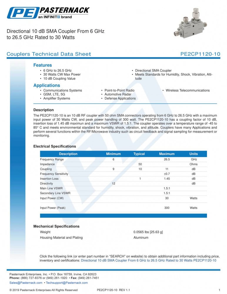 PE2CP1120-10 datasheet page 1