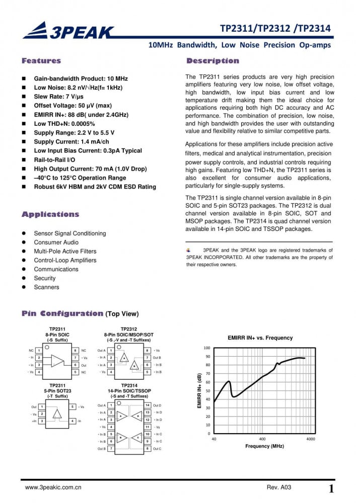 TP2314-SR datasheet page 1