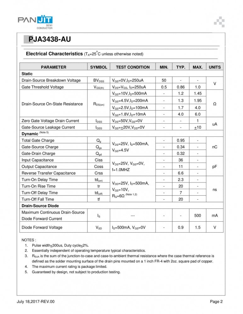PJA3438-AU datasheet page 2