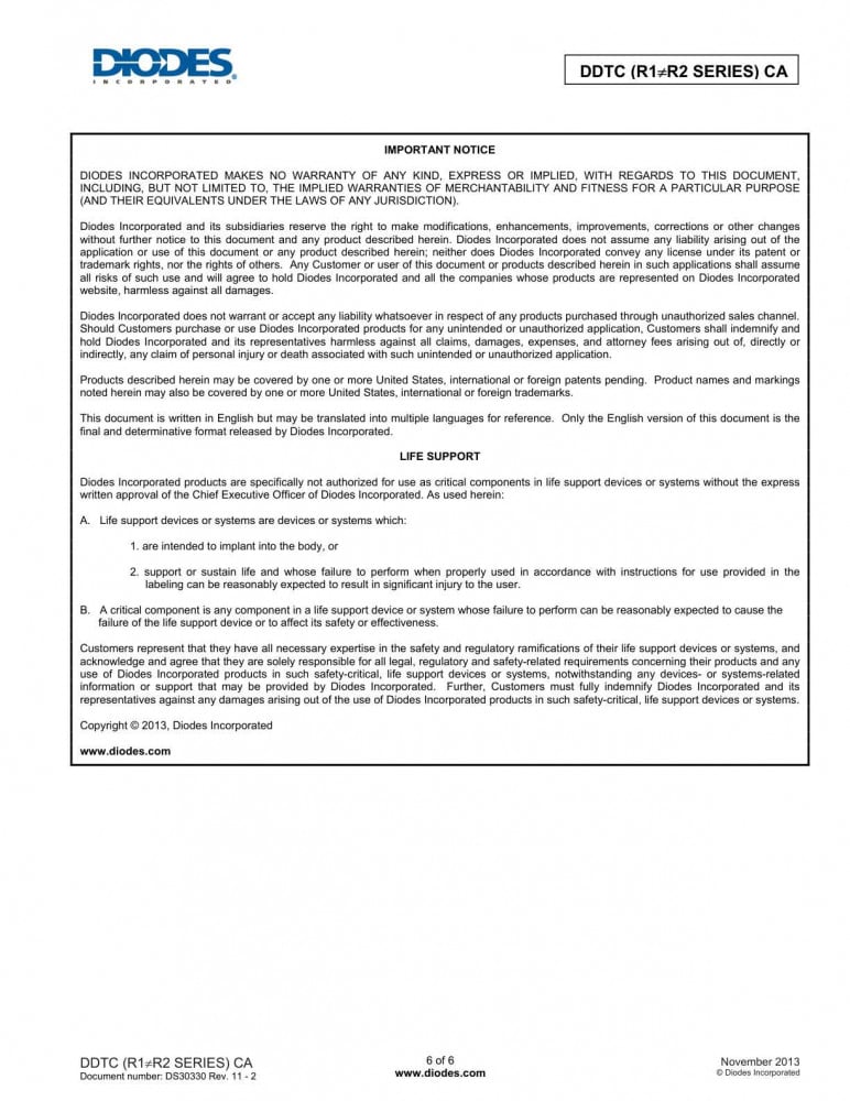 DDTC143ZCAQ-13-F datasheet page 6