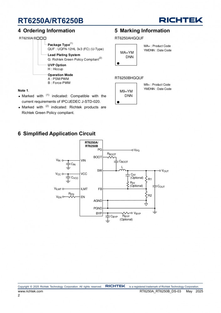 RT6250 datasheet page 2