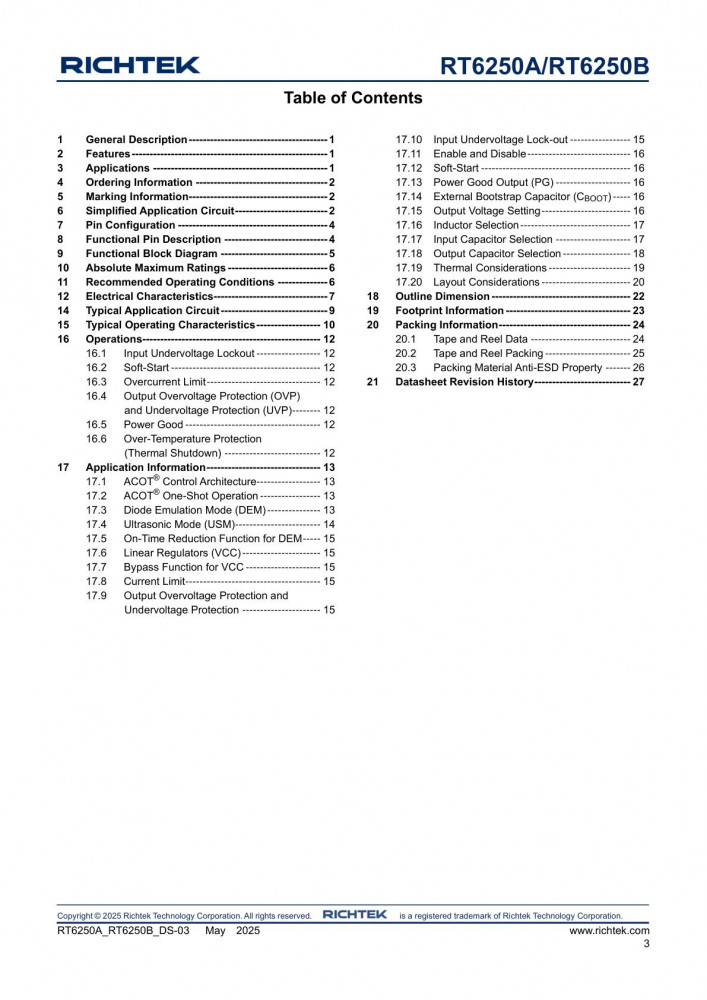 RT6250 datasheet page 3