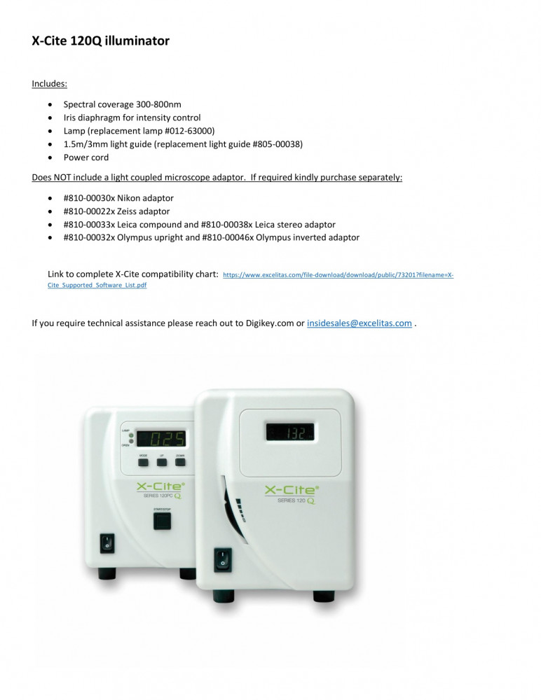 Product documentation image for the X-Cite 120Q illuminator