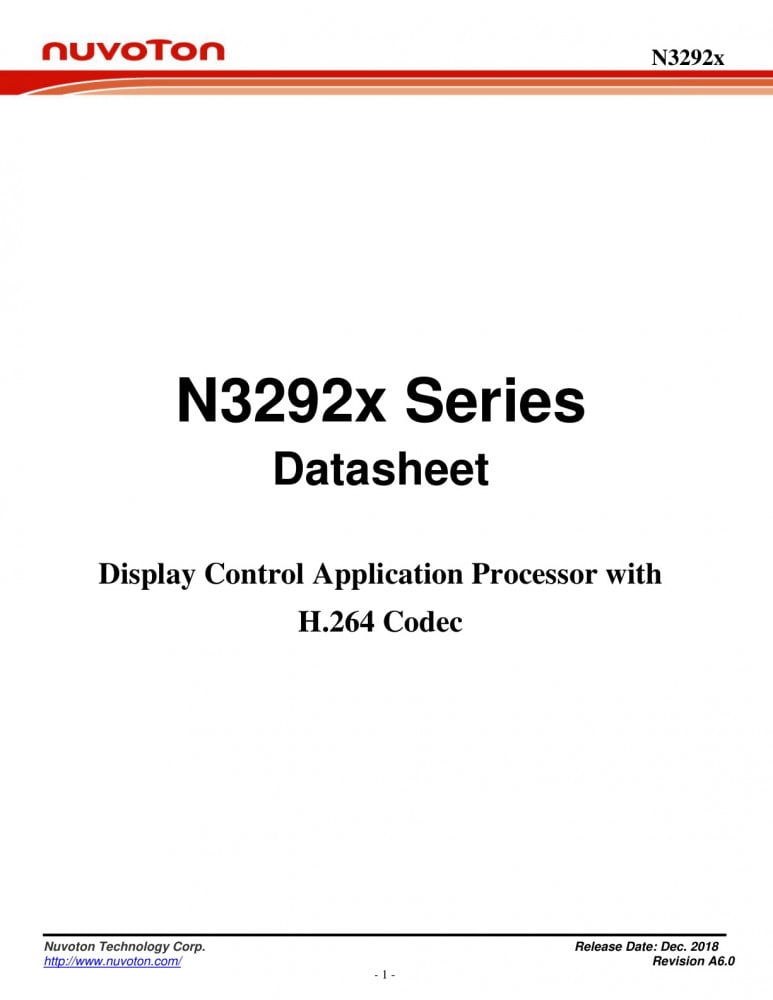 N3292x datasheet page 1