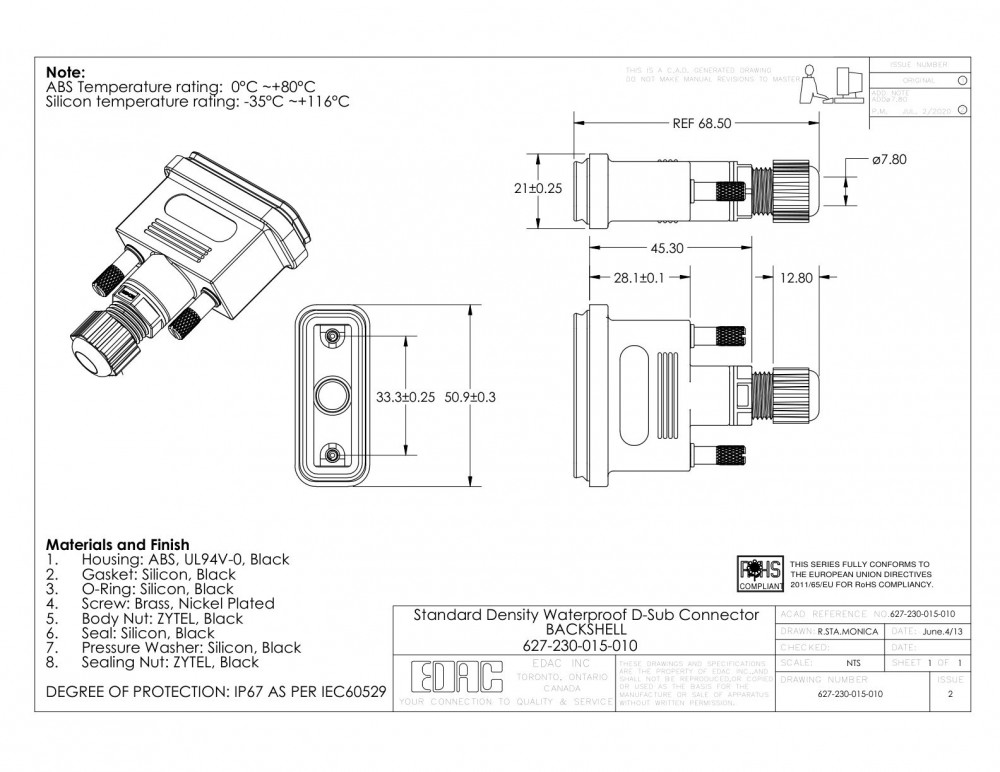 EDAC 627-230-015-010 product drawing preview