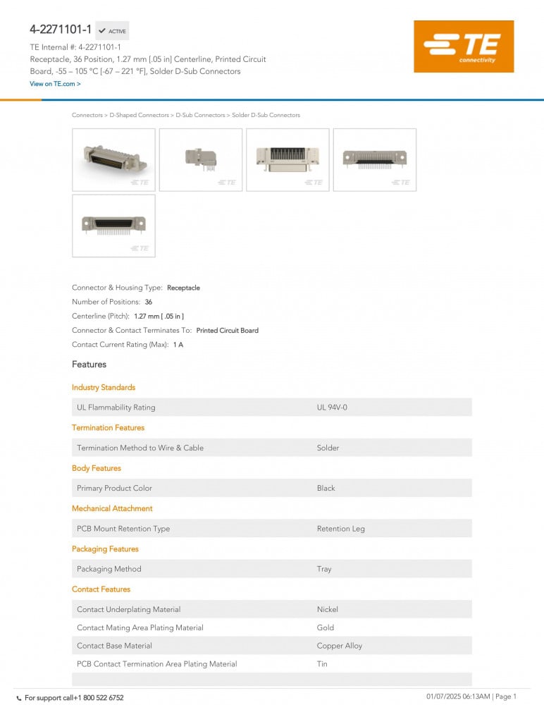 TE Connectivity 4-2271101-1 product document page 1