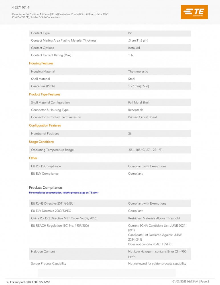 TE Connectivity 4-2271101-1 product document page 2