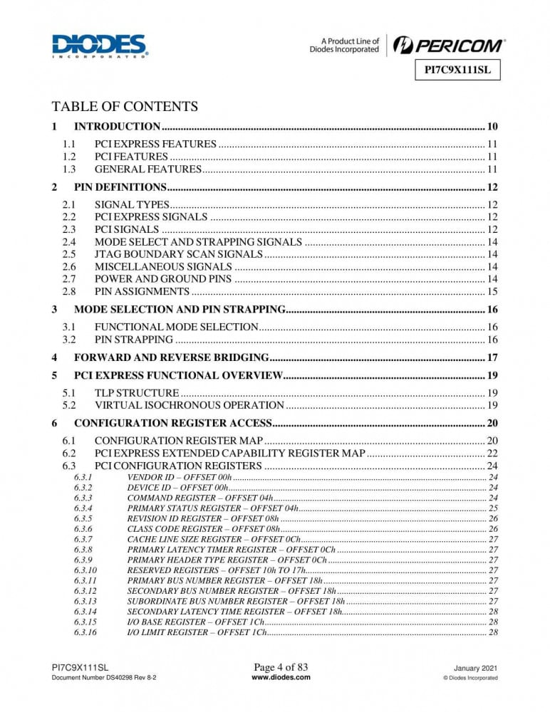 PI7C9X111SL datasheet page 4