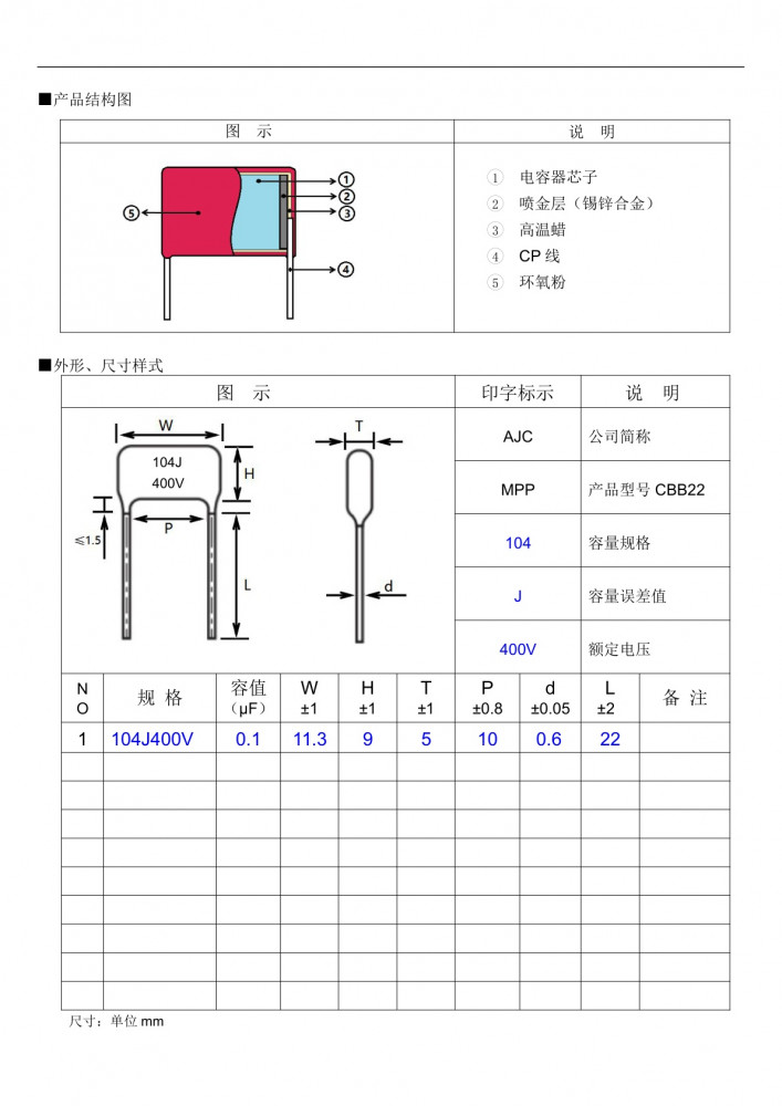 MPP104J2G10NN22650 specification page 2