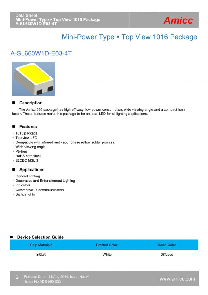 A-SL660W1D-E03-4T datasheet page 2