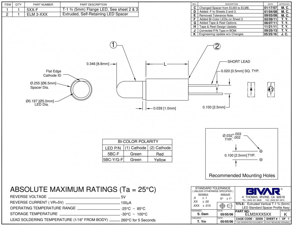 BIVAR ELM3XXX5XX technical drawing sheet 1