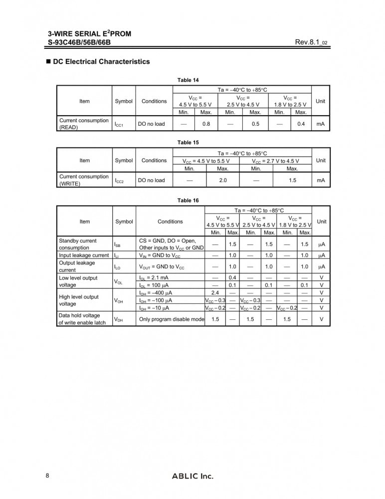 ABLIC S-93C66BD0I-J8T1G datasheet page 8