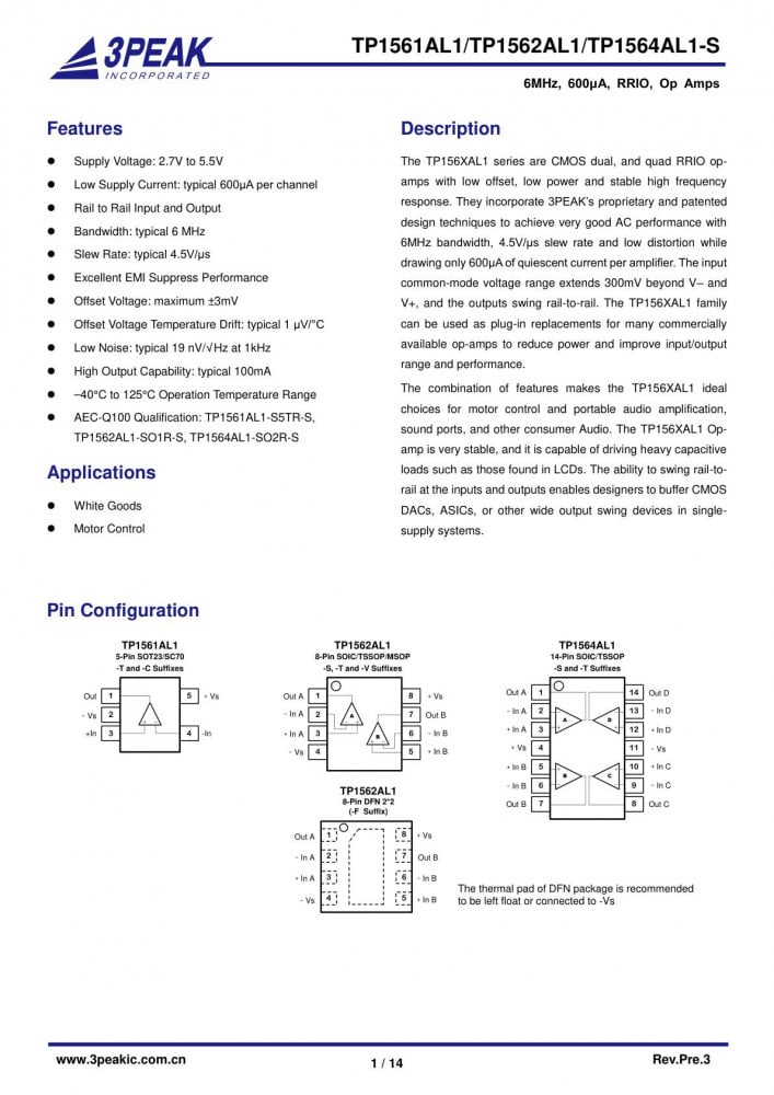 TP1562AL1-VR datasheet page 1