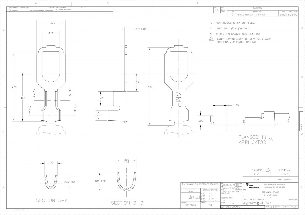 TE Connectivity 41343 technical drawing preview