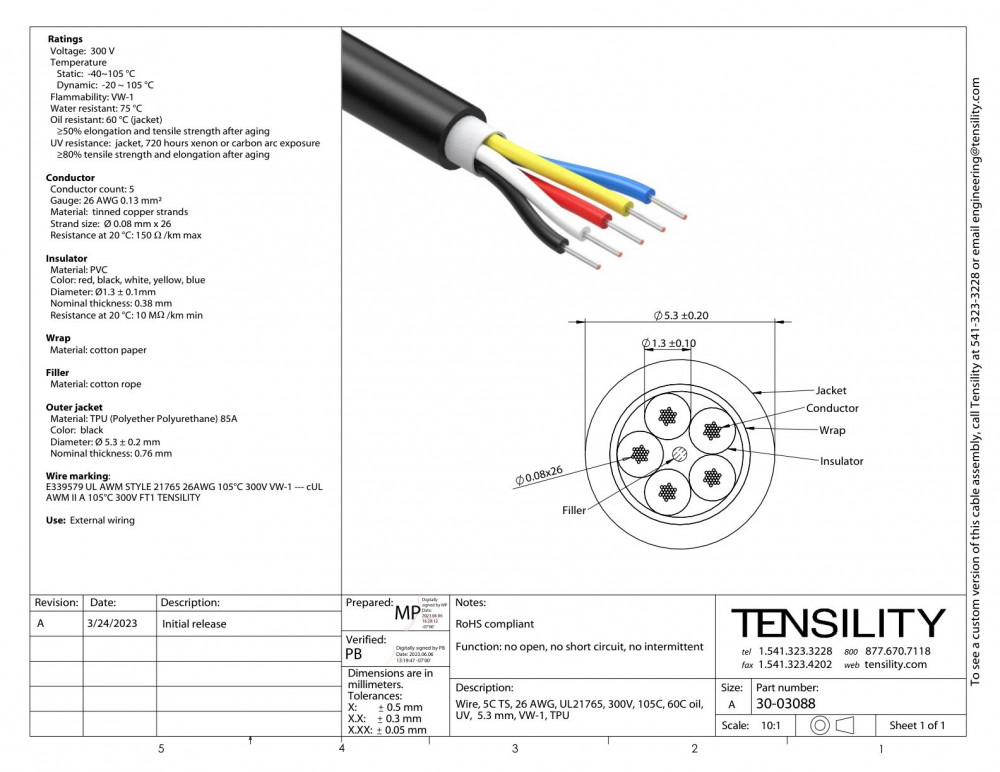Tensility International 30-03088 cable drawing