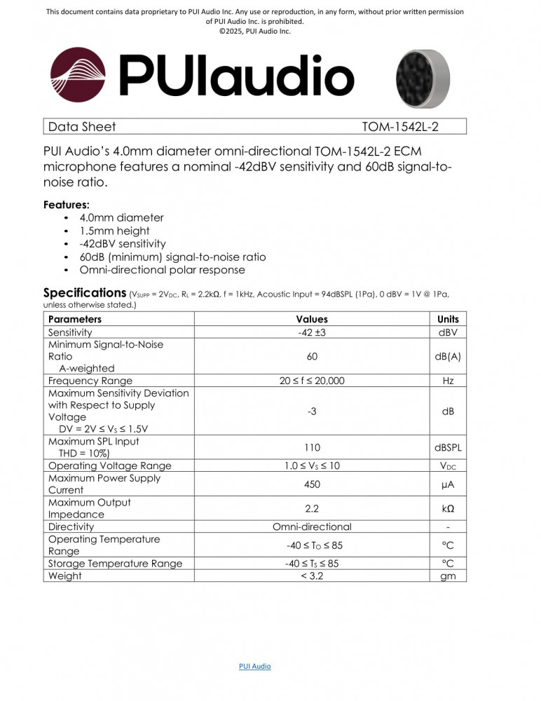 TOM-1542L-2 datasheet page 1