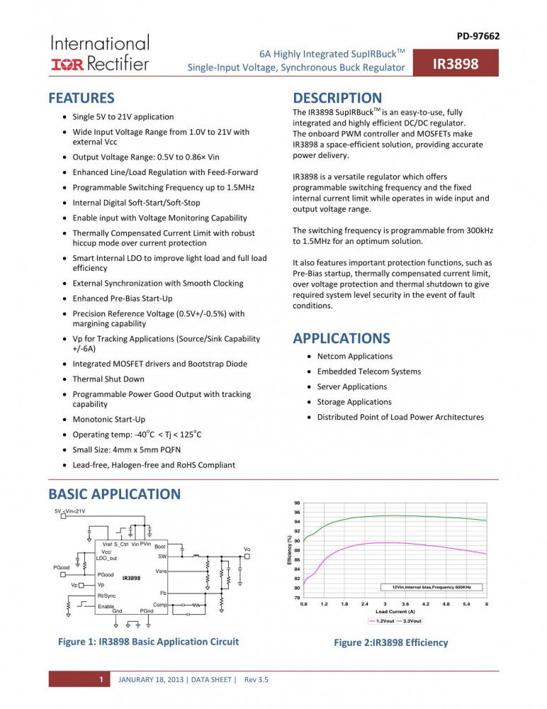 IR3898 datasheet page 1