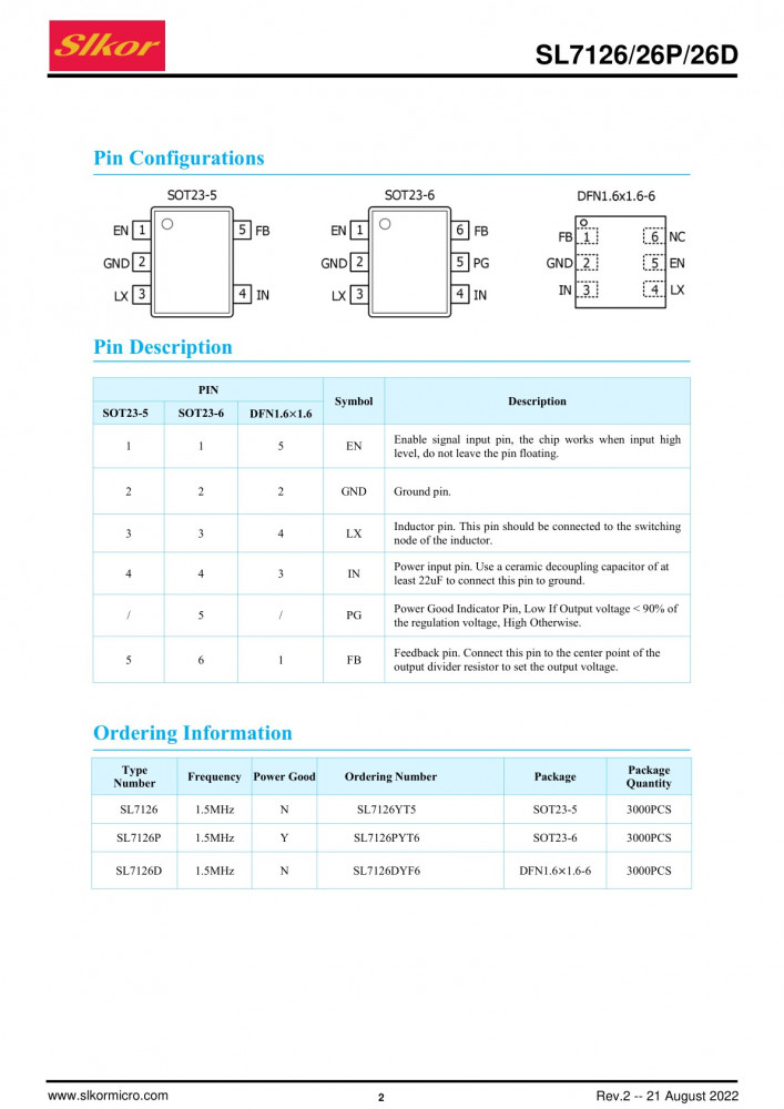 SL7126 datasheet page 2