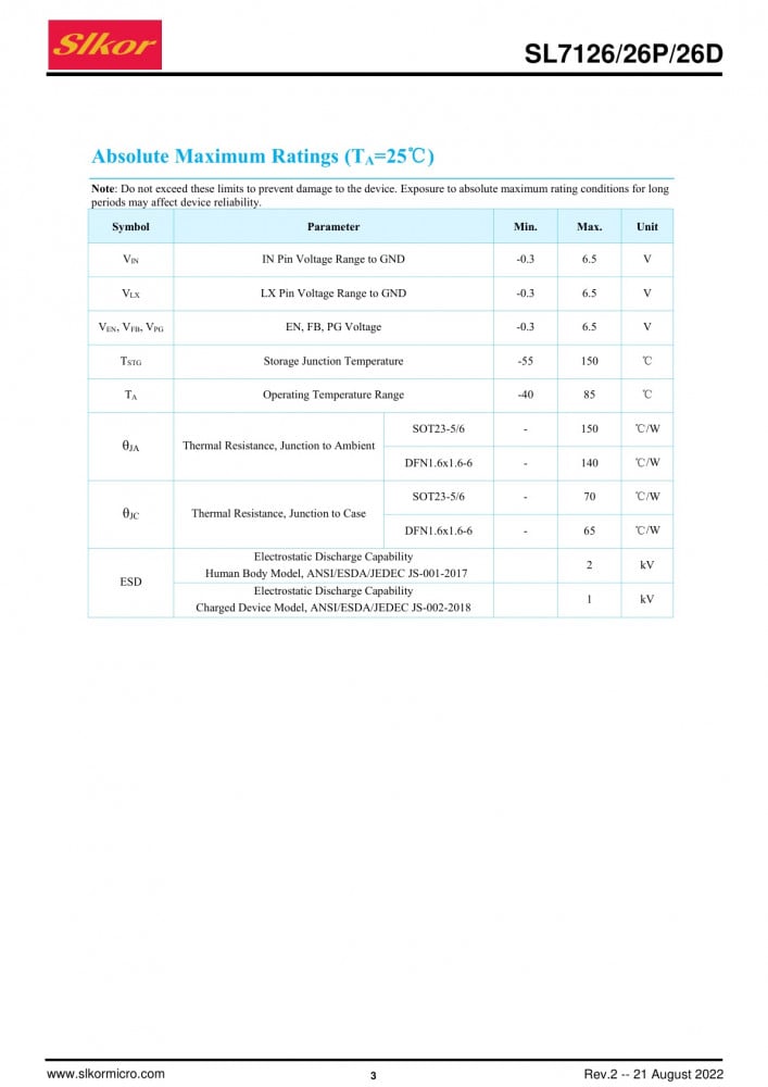 SL7126 datasheet page 3