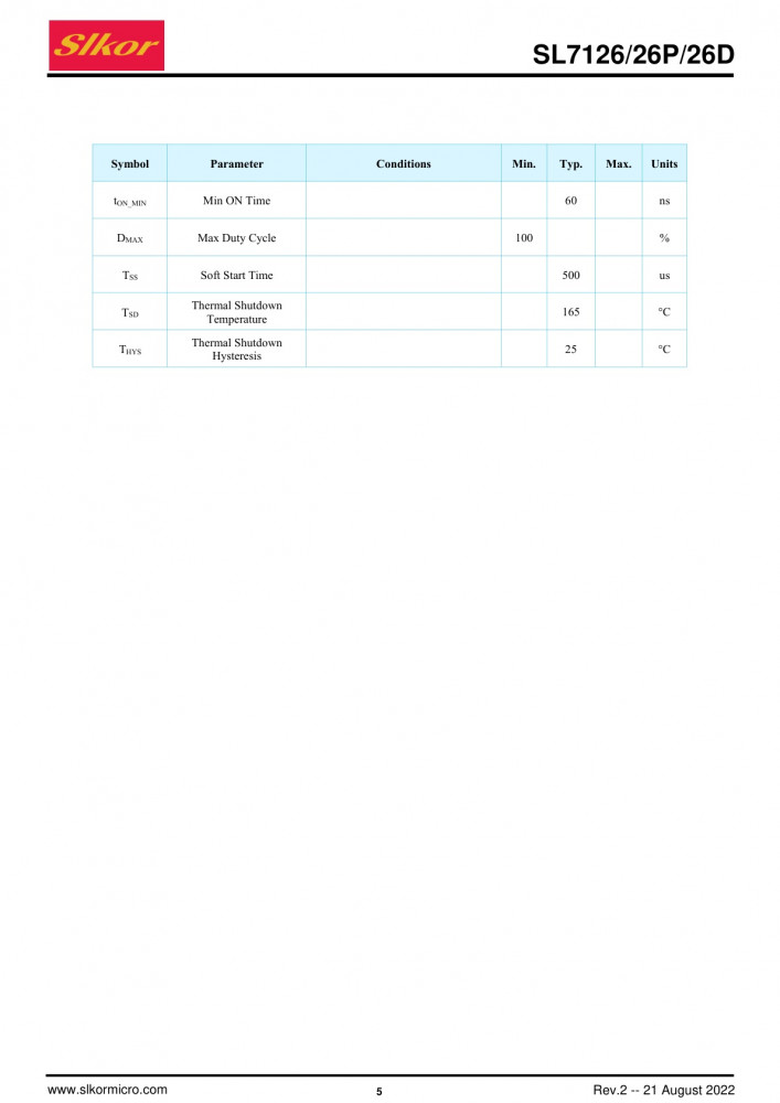 SL7126 datasheet page 5