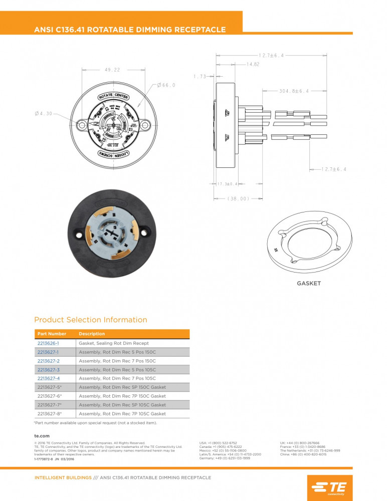 TE Connectivity ANSI C136.41 rotatable dimming receptacle documentation page 2