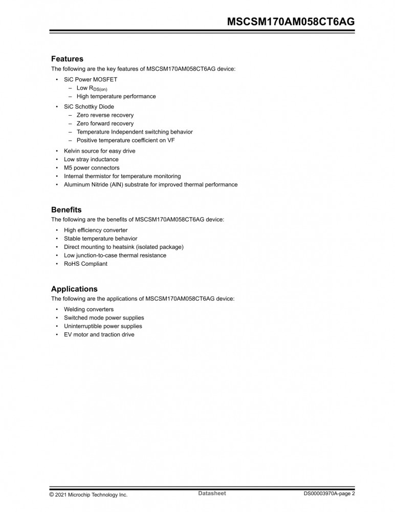 MSCSM170AM058CT6AG datasheet page 2