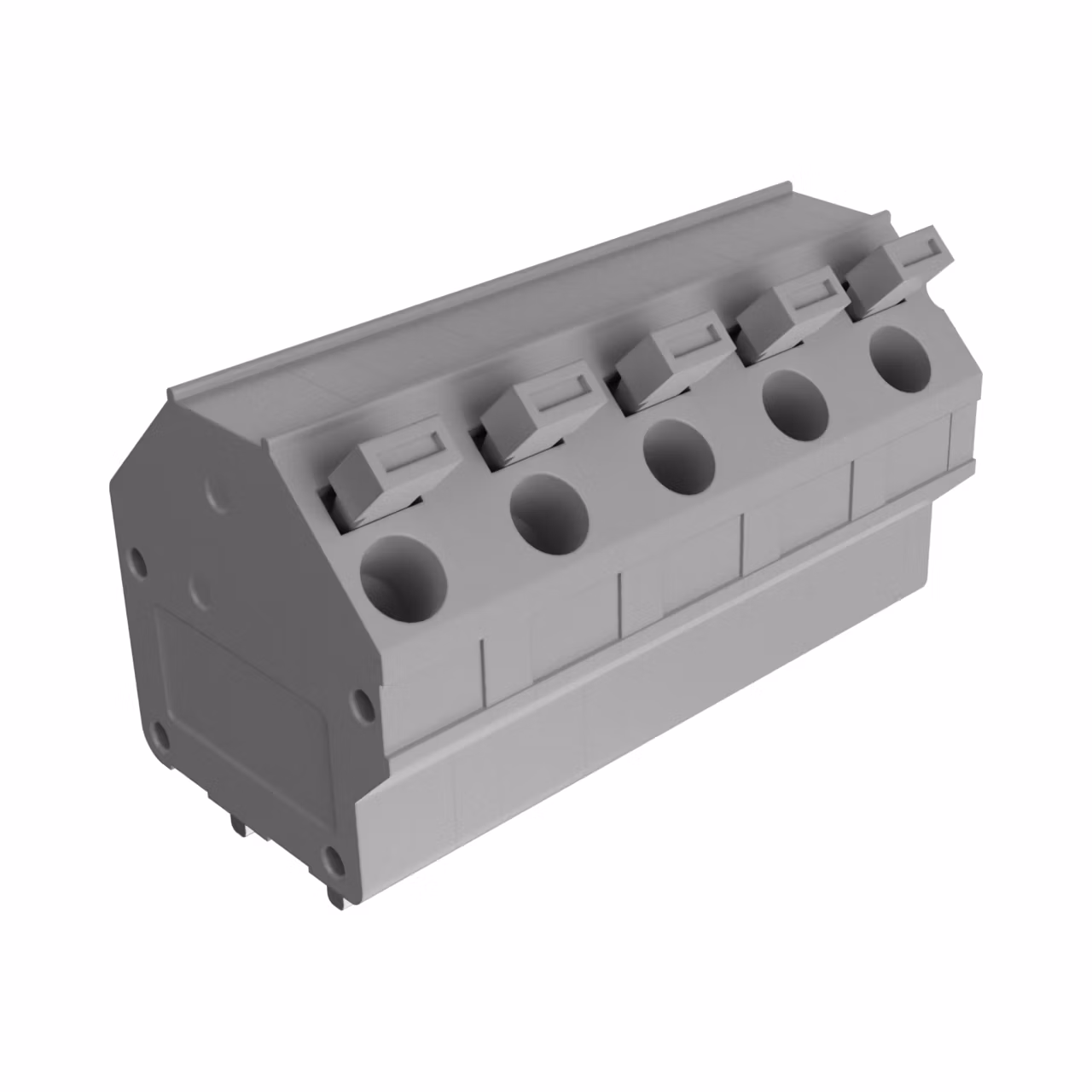 7.50mm Pitch, Eurostyle Fixed-Mount Push-Button Terminal Block, 45° Modular Luminaire, 10A, 26-14 AWG, Light Gray, 5 Circuits for sale
