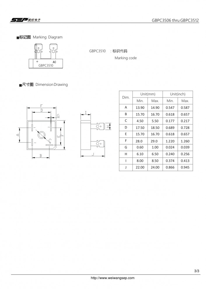 SEP GBPC3510 datasheet page 3