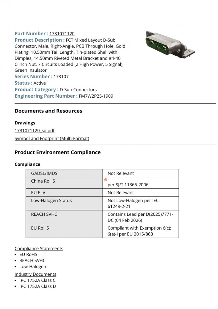 MOLEX 1731071120 drawing preview, page 1