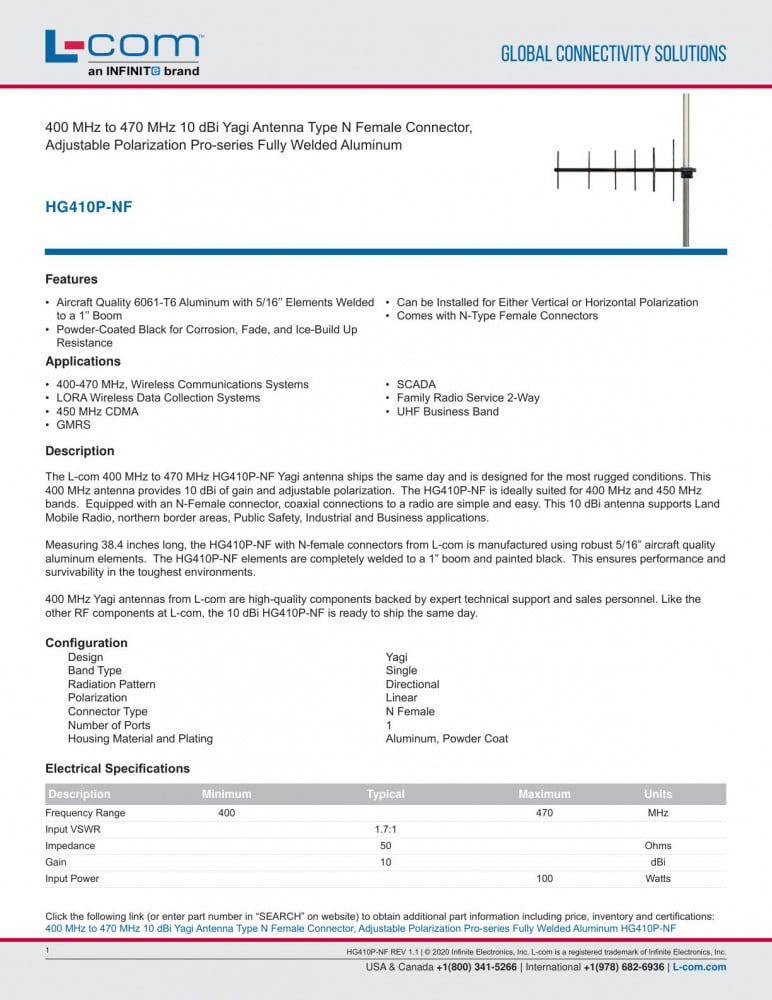 HG410P-NF technical document page 1
