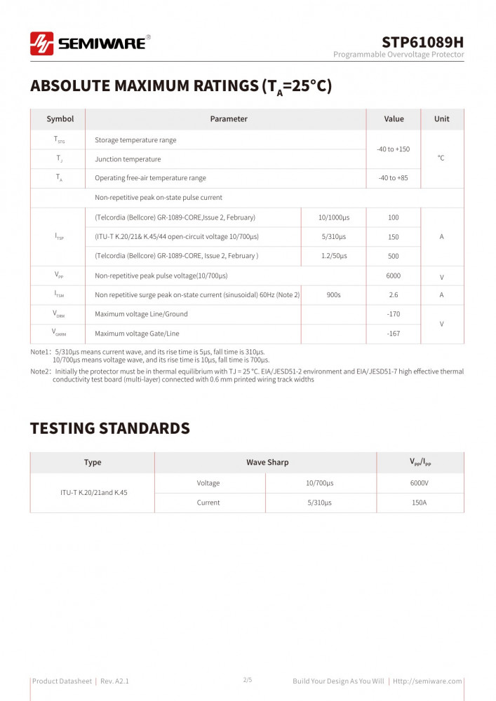 STP61089H technical document, page 2