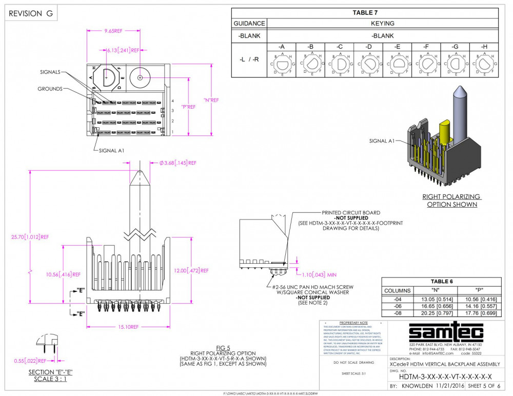 Samtec HDTM drawing page 5