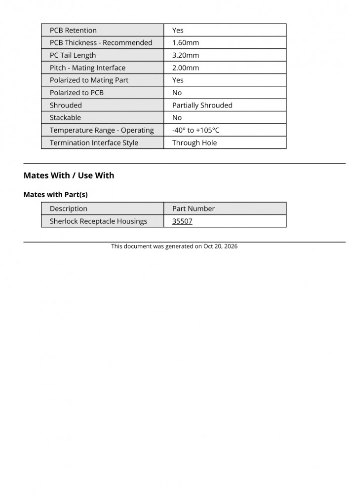 Technical document page 3 for MOLEX 353630660