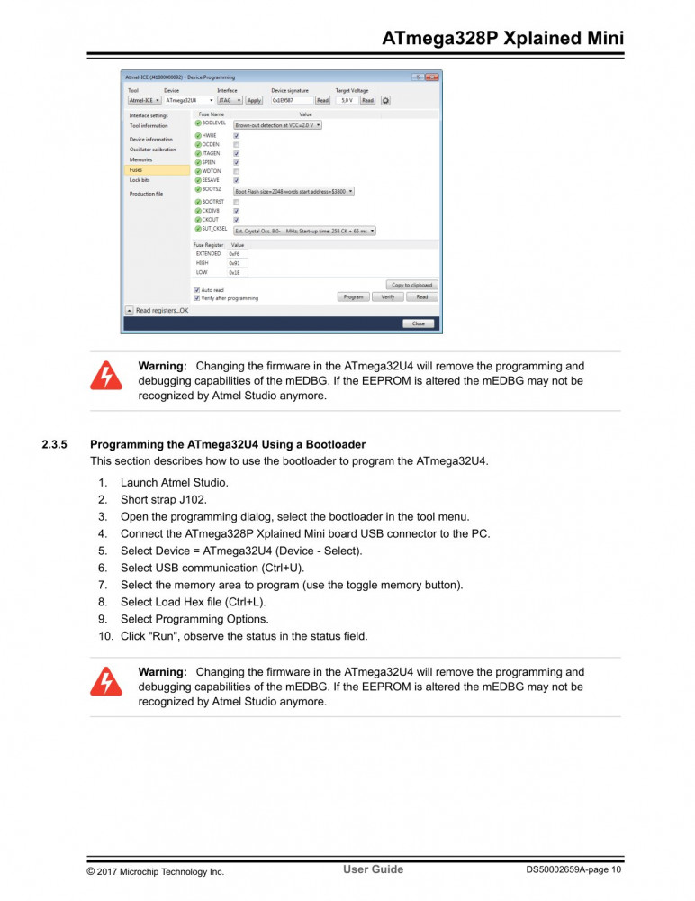 ATmega328P Xplained Mini documentation page 10