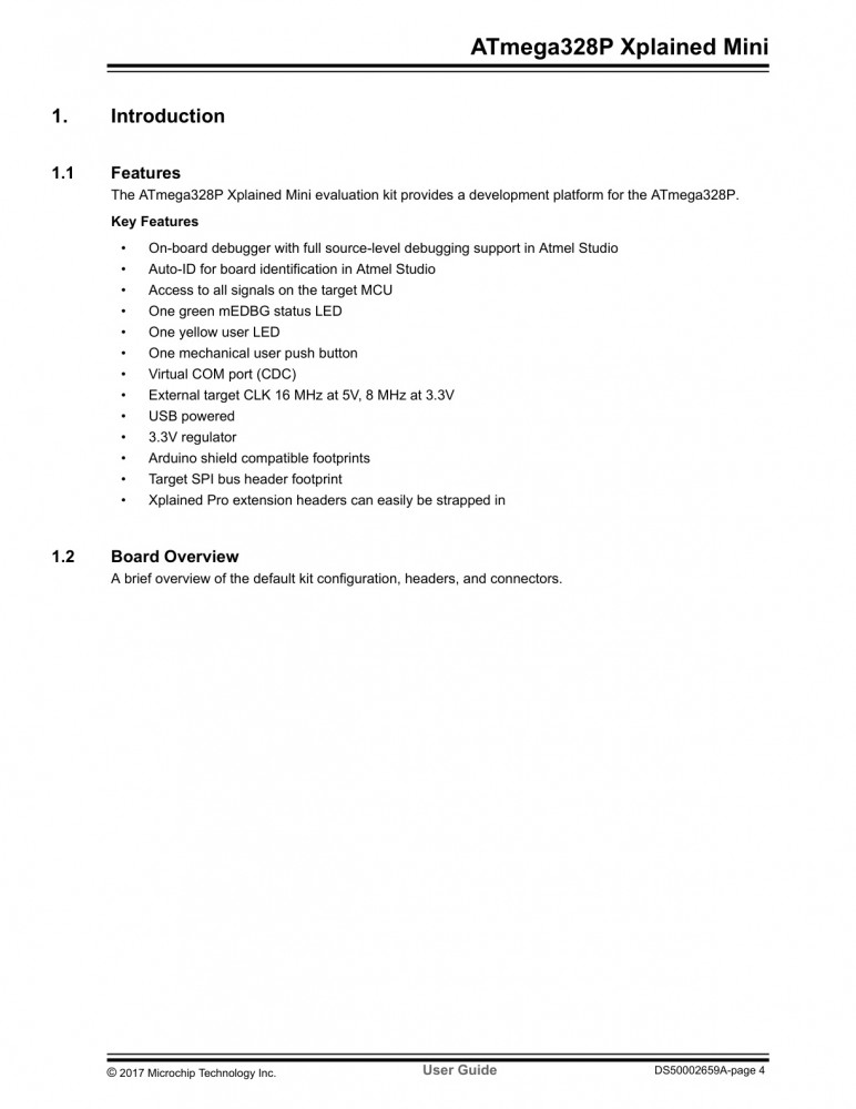 ATmega328P Xplained Mini documentation page 4
