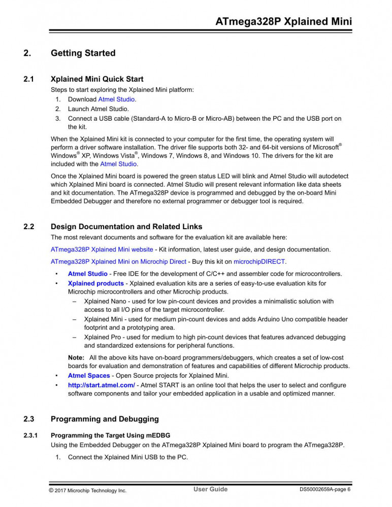 ATmega328P Xplained Mini documentation page 6