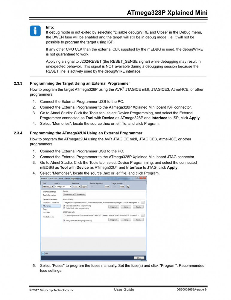 ATmega328P Xplained Mini documentation page 9