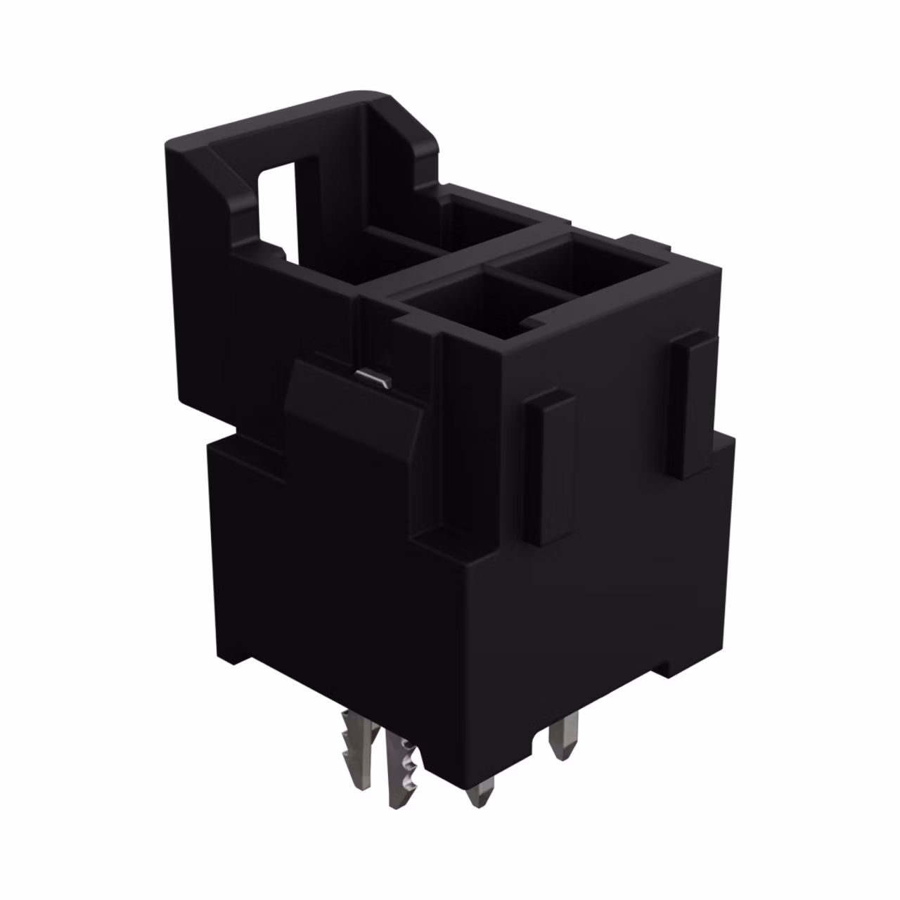 Ultra-Fit Vertical Header, 3.50mm Pitch, Dual Row, 8 Circuits, with Kinked Pins, Tin (Sn) Plating, Black, Glow-Wire Capable, Embossed Tape on Reel, with Pick-and-Place Tape