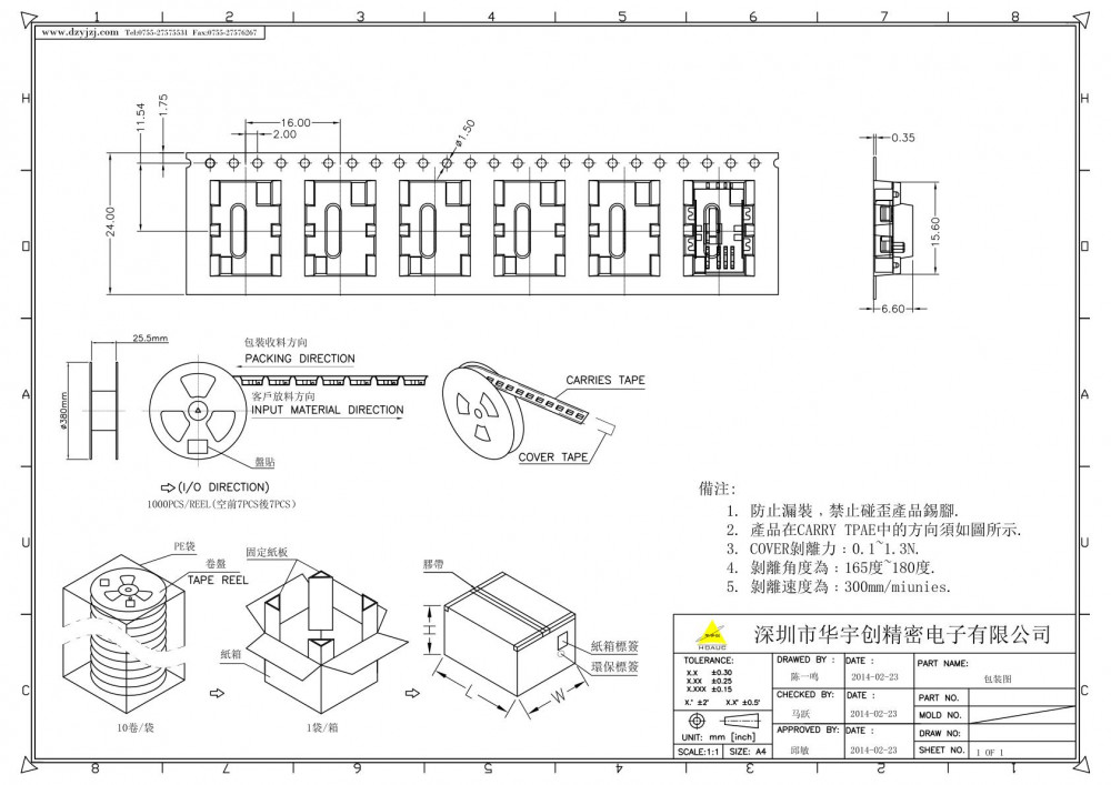 HYCW02-XT08-300B packaging drawing