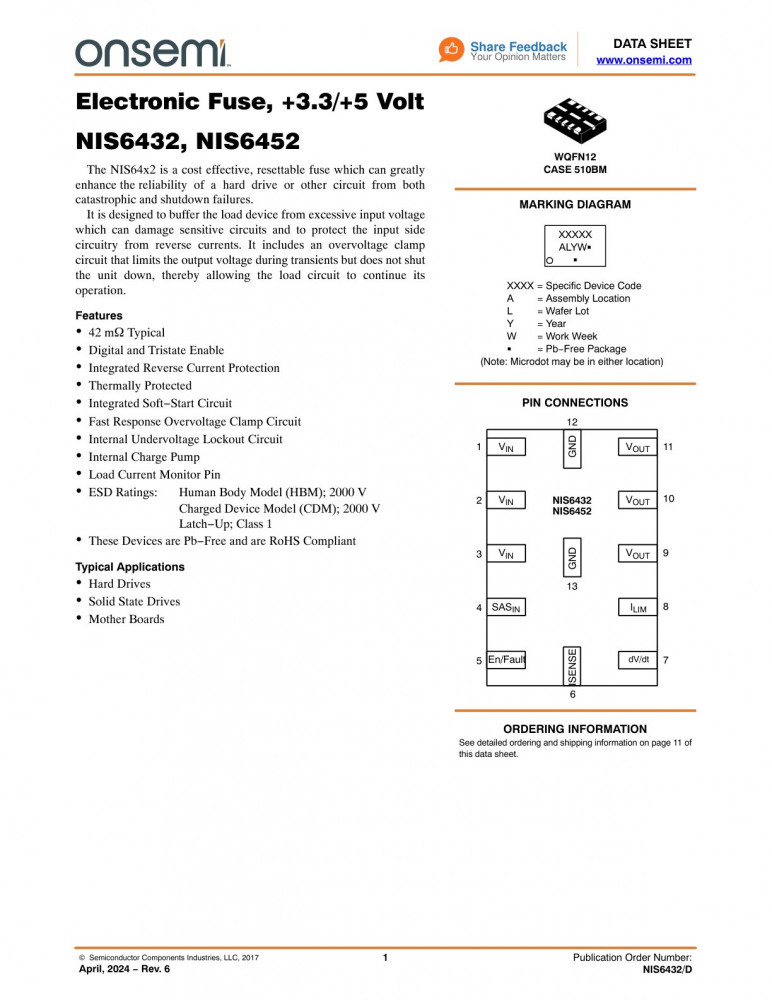 NIS6452 datasheet page 1