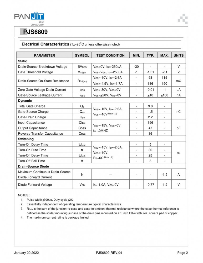 PJS6809 datasheet page 2