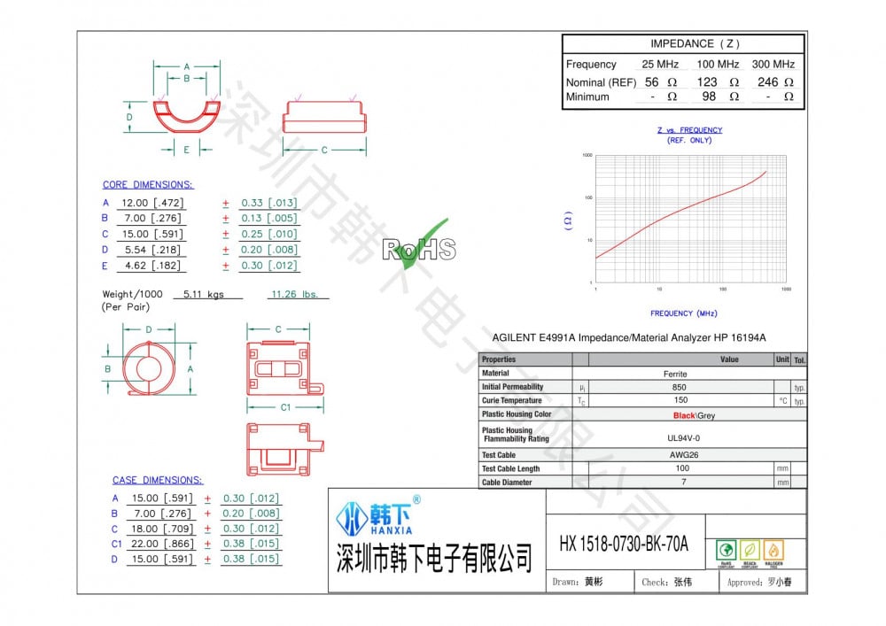 HX/1518-0730-BK-70A approval document page 1
