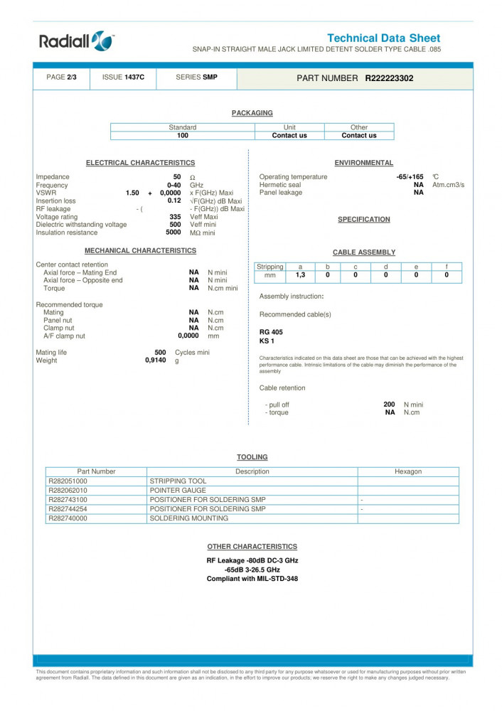 Radiall R222223302 technical document page 2
