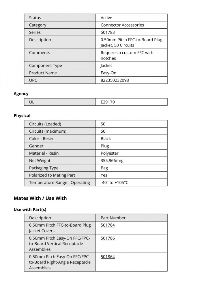 MOLEX 5017835009 technical document image 2