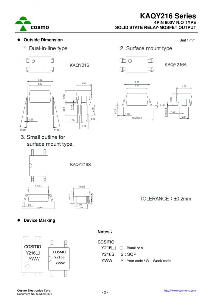 KAQY216 datasheet page 2