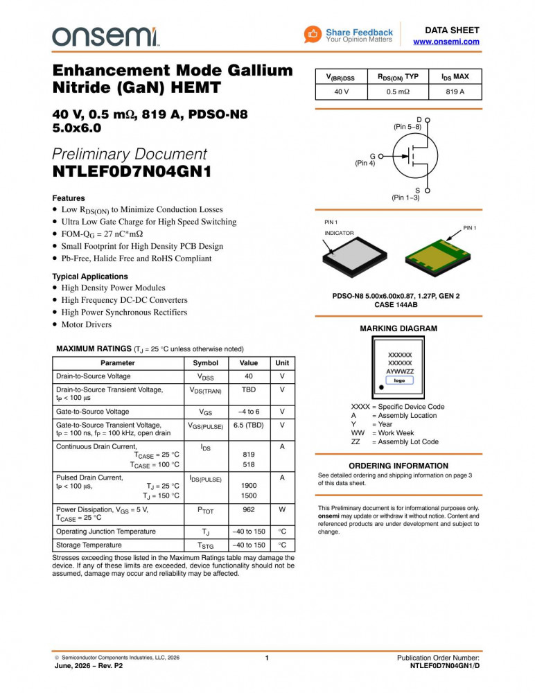 NTLEF0D7N04GN1 datasheet page 1
