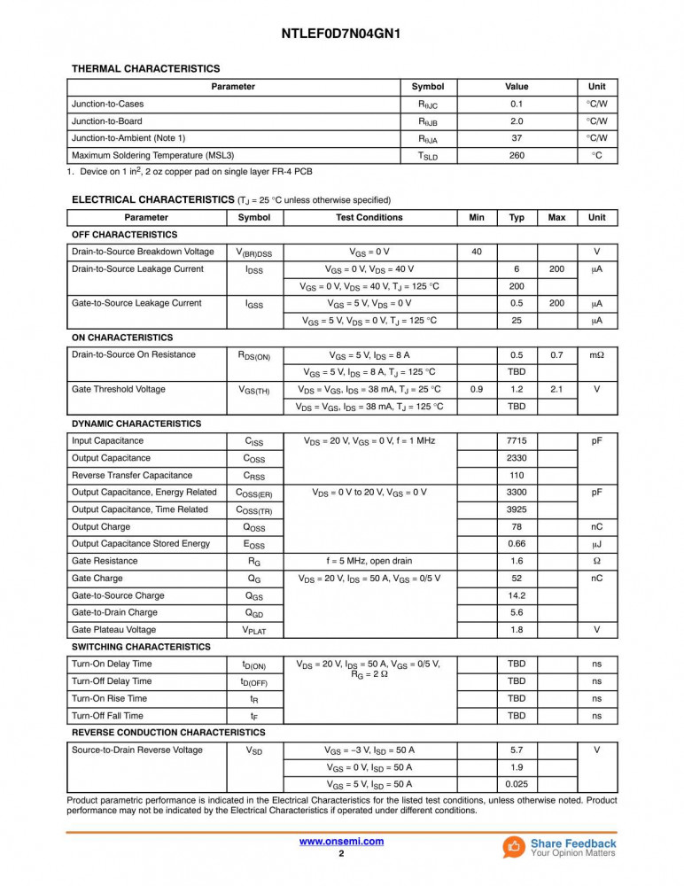NTLEF0D7N04GN1 datasheet page 2