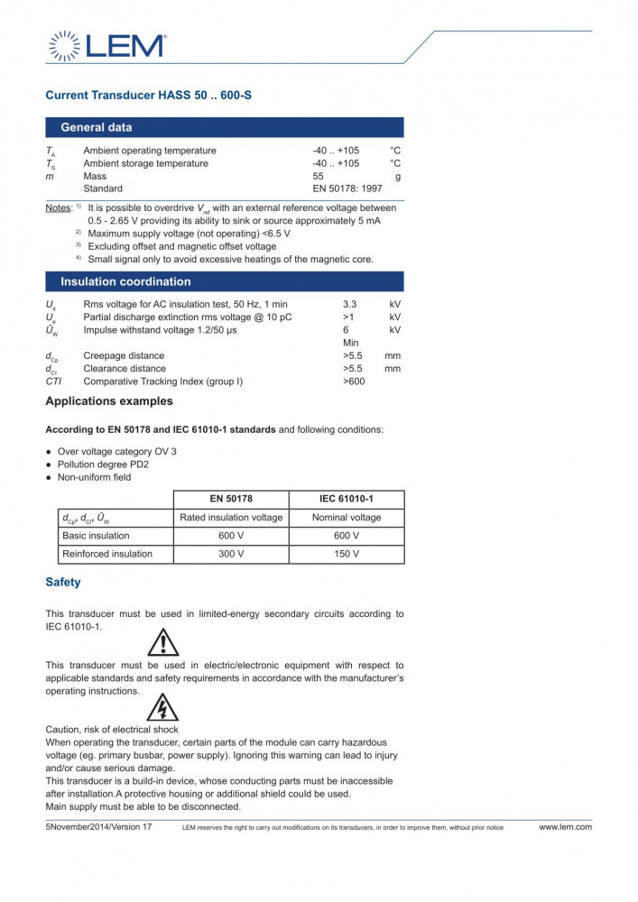 LEM HASS 50 to 600-S datasheet page 2