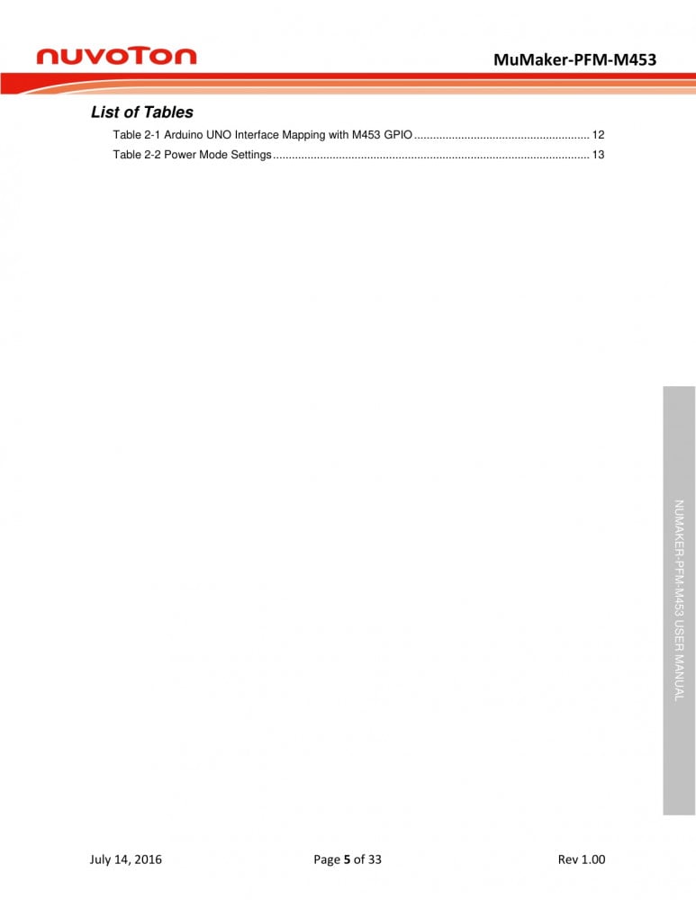 NuMaker-PFM-M453 manual page 5