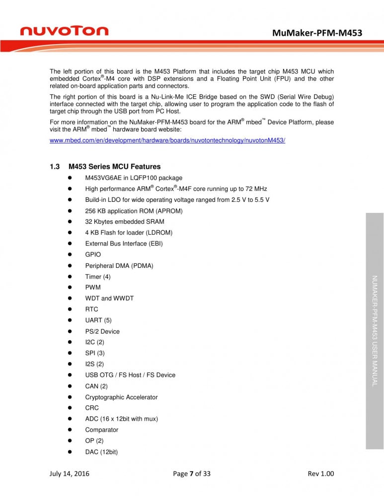 NuMaker-PFM-M453 manual page 7